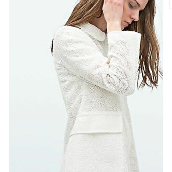Zara | Jackets & Coats | Zara White Lace Coat Nwot Peter Pan Collar | Poshmark